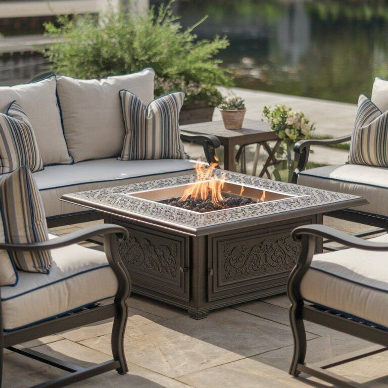25 MFSTUDIO 4-Piece Patio Furniture Sets with Fire Pits