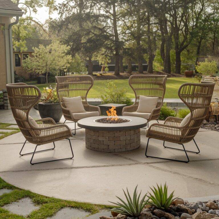 25 MFSTUDIO 4-Piece Patio Furniture Sets with Fire Pits