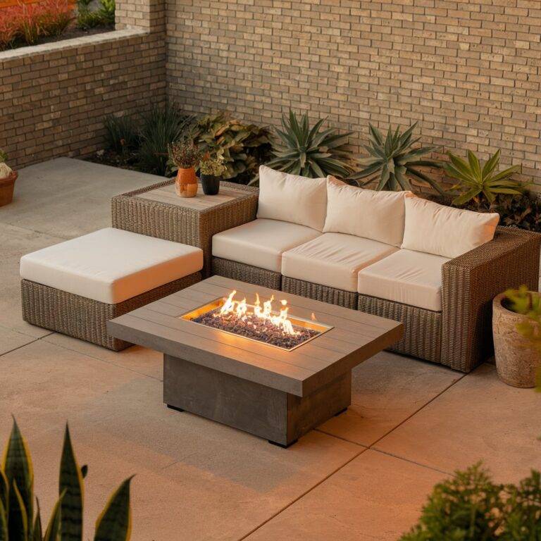 25 MFSTUDIO 4-Piece Patio Furniture Sets with Fire Pits
