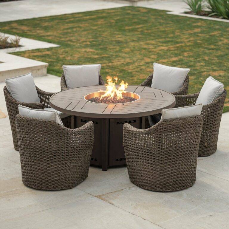 25 MFSTUDIO 4-Piece Patio Furniture Sets with Fire Pits