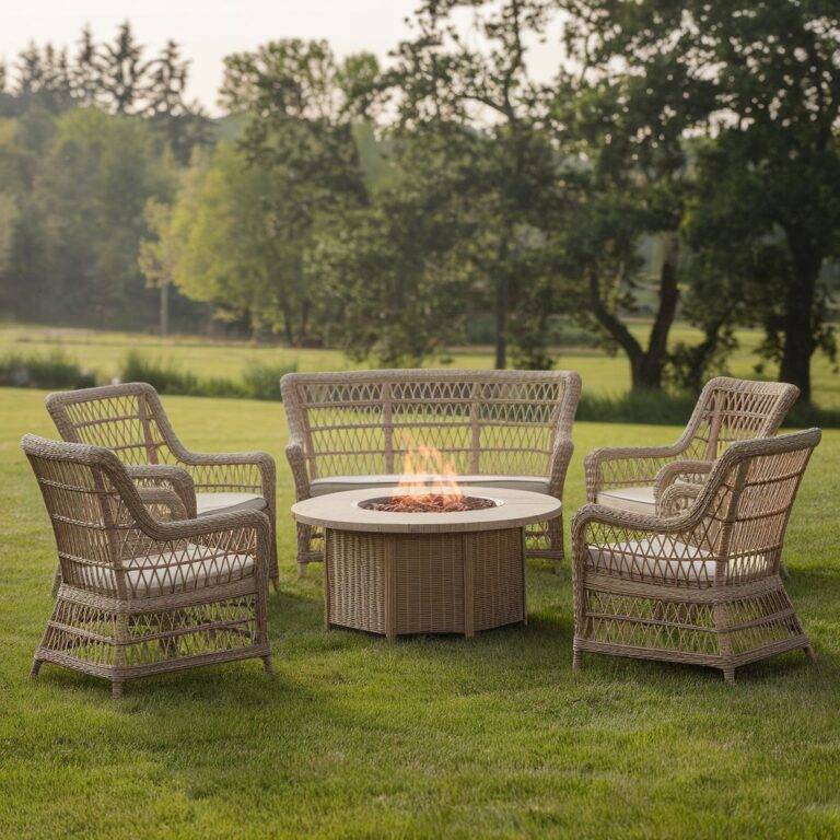 25 MFSTUDIO 4-Piece Patio Furniture Sets with Fire Pits