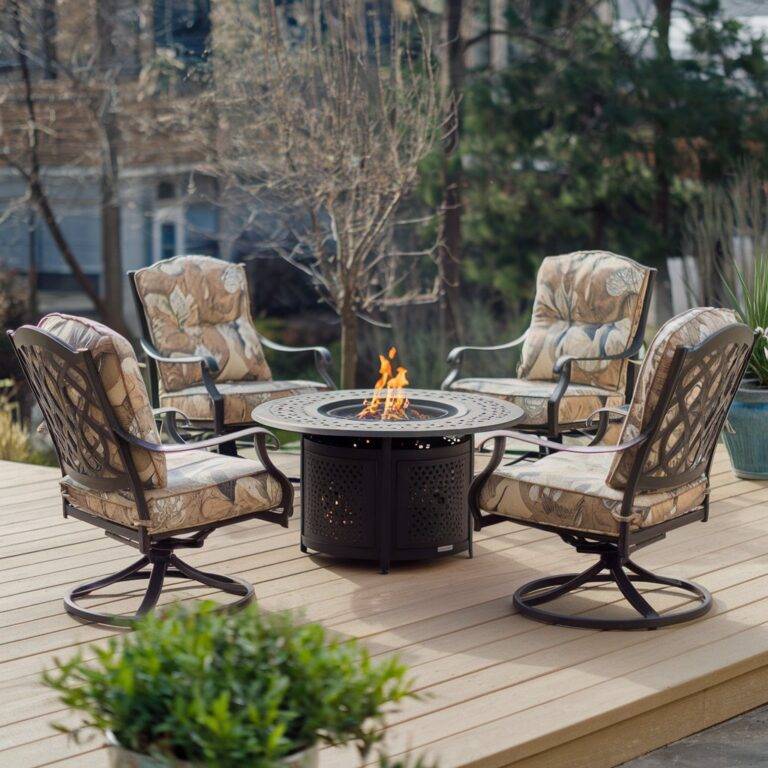 25 MFSTUDIO 4-Piece Patio Furniture Sets with Fire Pits