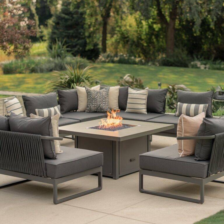 25 MFSTUDIO 4-Piece Patio Furniture Sets with Fire Pits