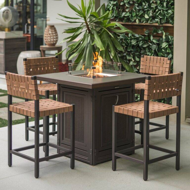 25 MFSTUDIO 4-Piece Patio Furniture Sets with Fire Pits