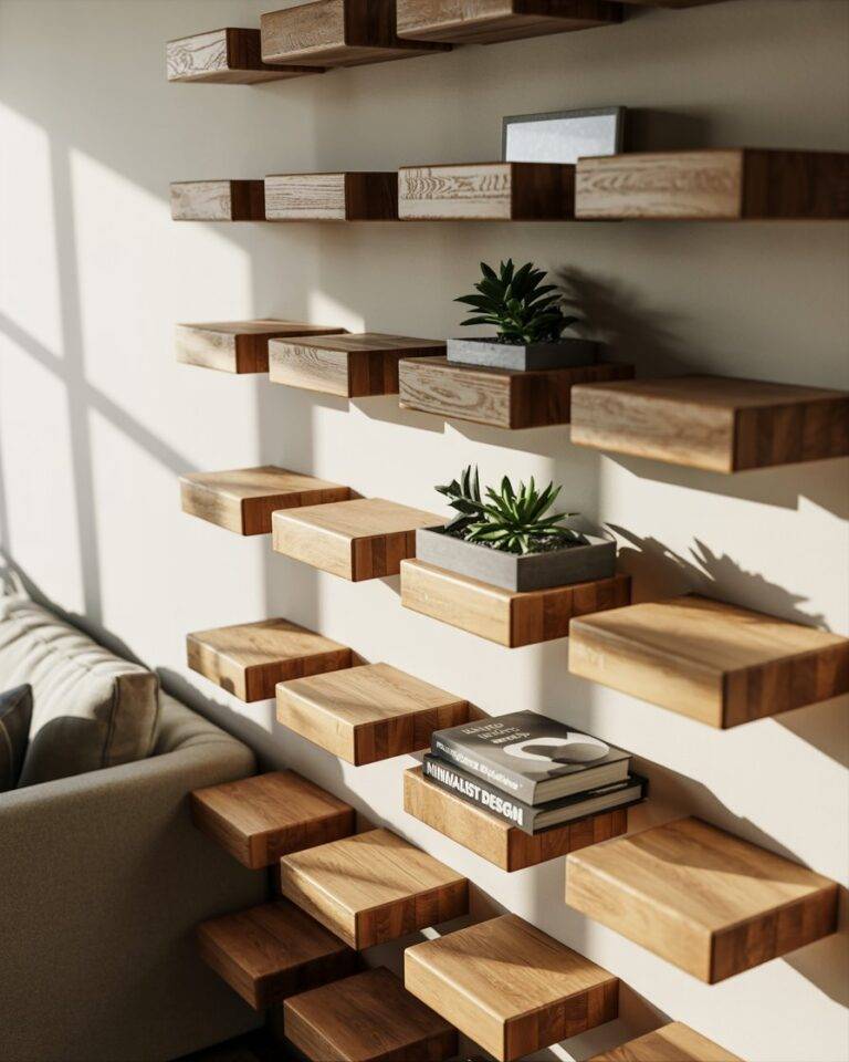 22 Stunning DIY Wood Accent Wall Ideas with Shelves - INFOR EASY HOME
