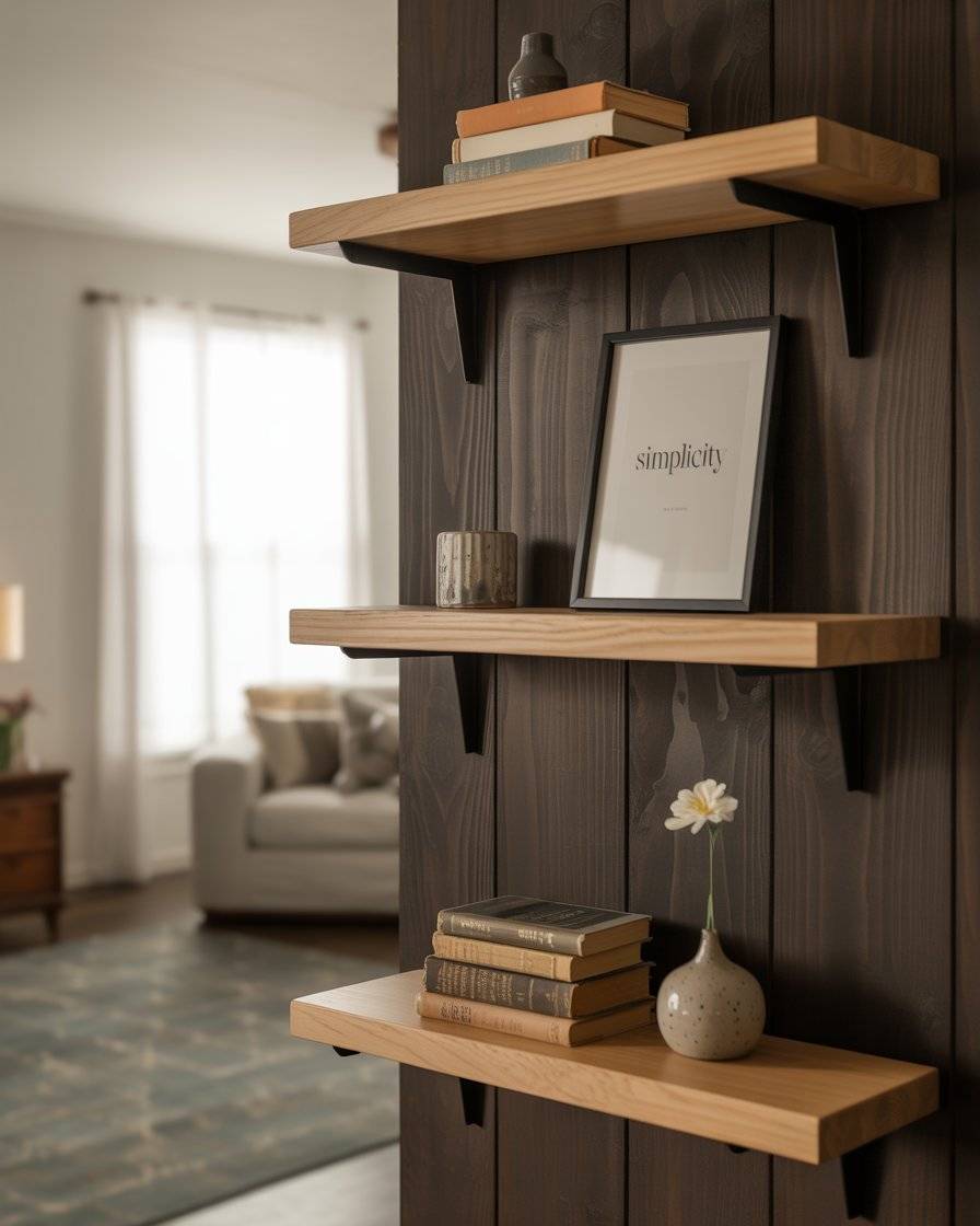 22 Stunning DIY Wood Accent Wall Ideas with Shelves - INFOR EASY HOME